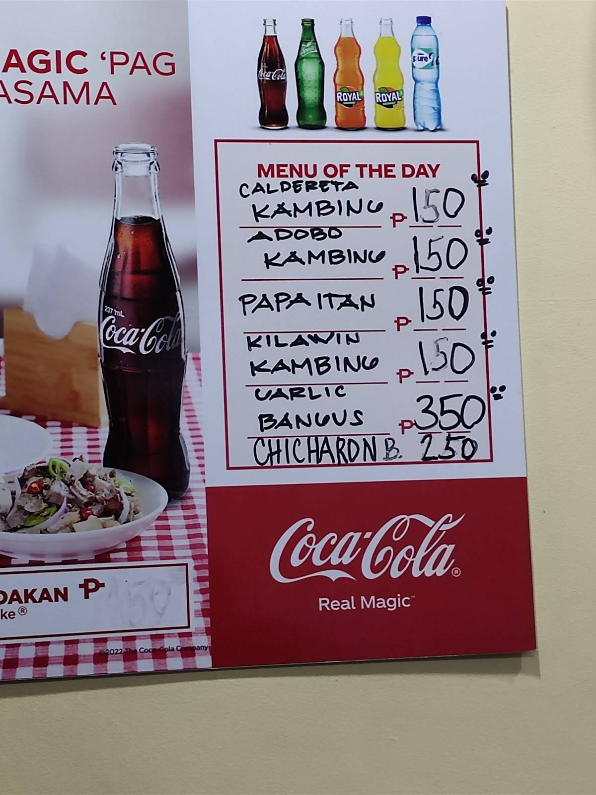 Menu at Pandos Eatery and Fernando's Kambingan restaurant, Quezon City