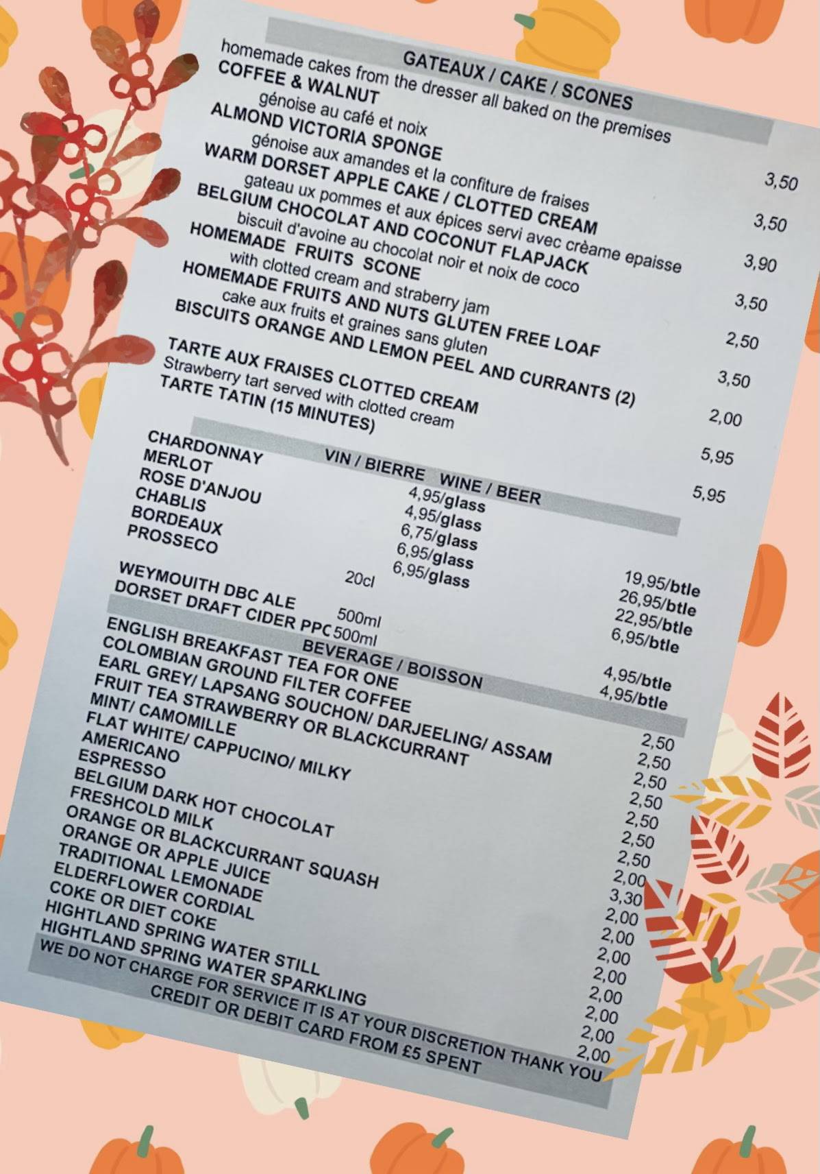 Menu at Pascal's Brasserie restaurant, Weymouth, Hope Square