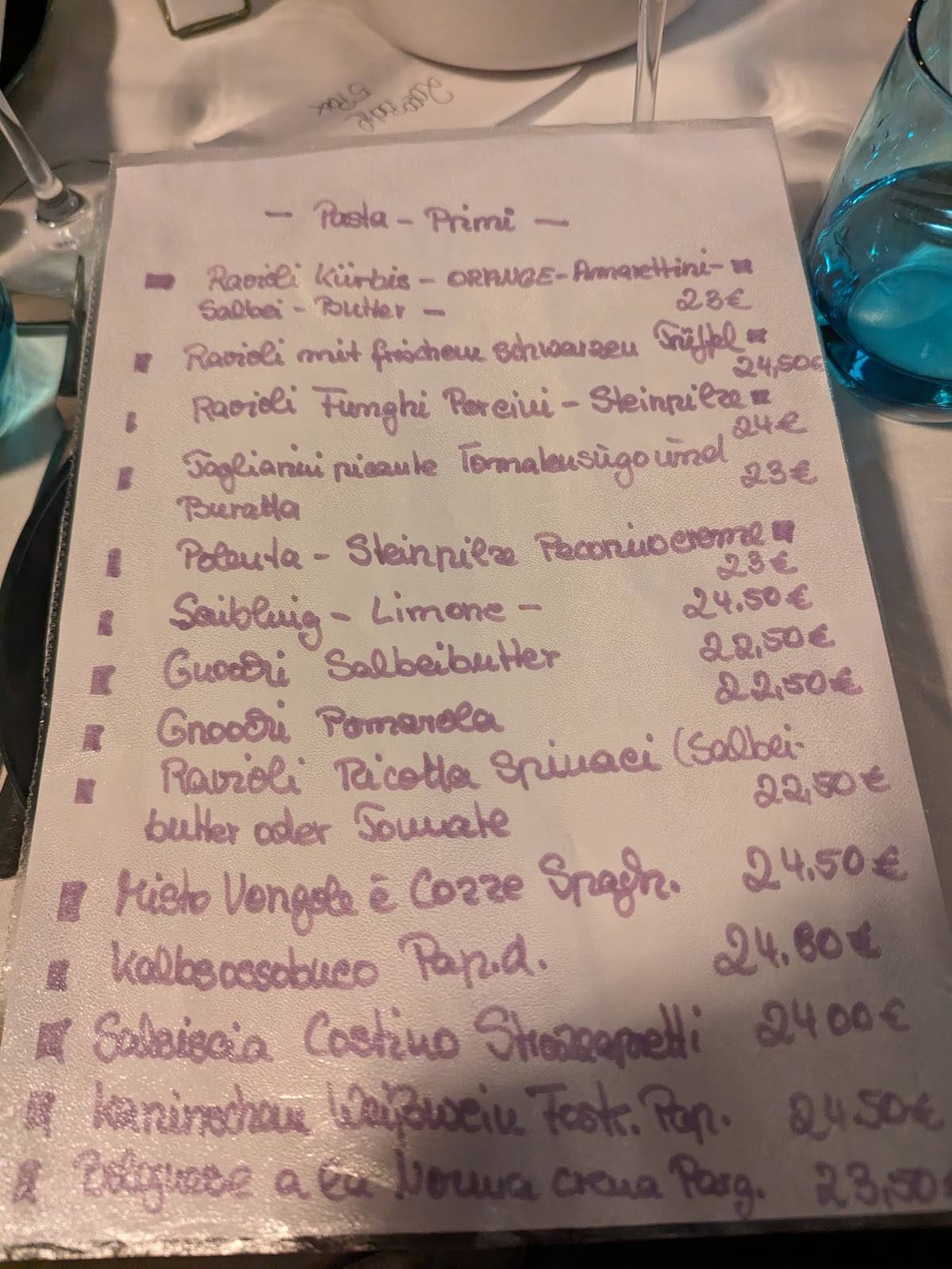 Speisekarte von Pasta Davini restaurant, Frankfurt am Main