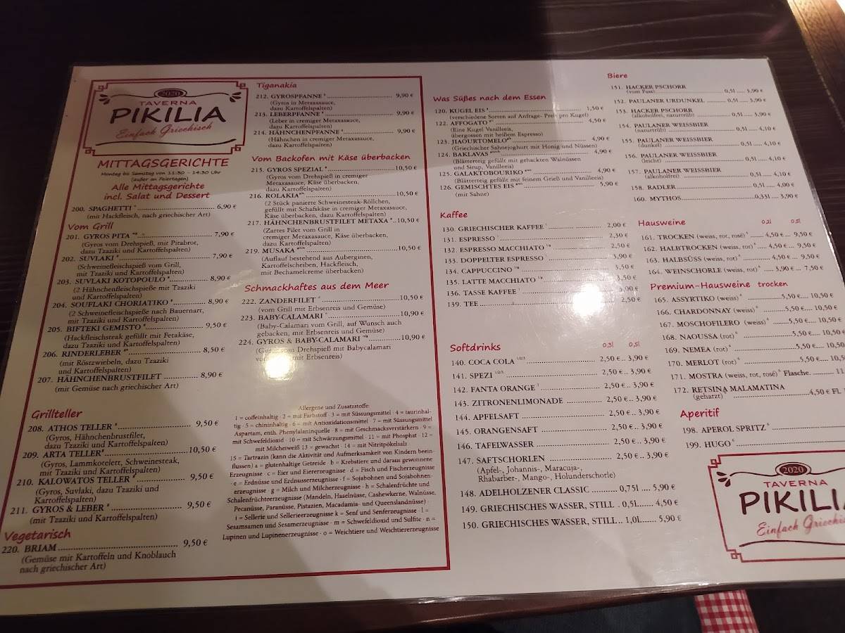 Speisekarte von Pikilia restaurant, Puchheim
