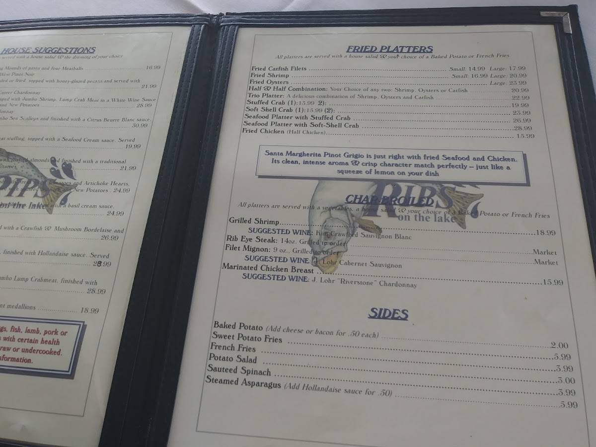Menu at Rips On the Lake restaurant, Mandeville