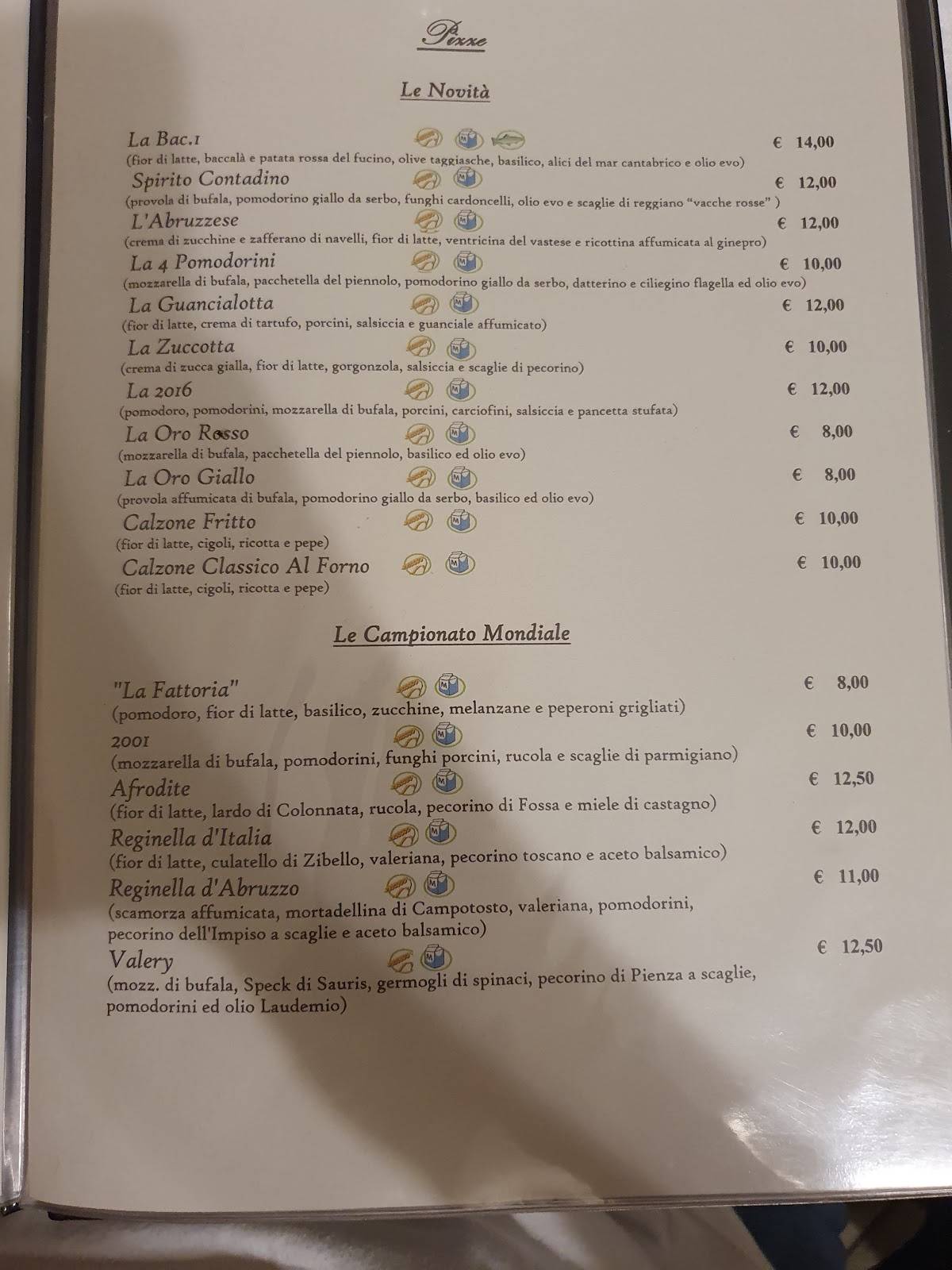 Menu da Ristorante Pizzeria Vineria La Fattoria, Roccaraso, Strada ...