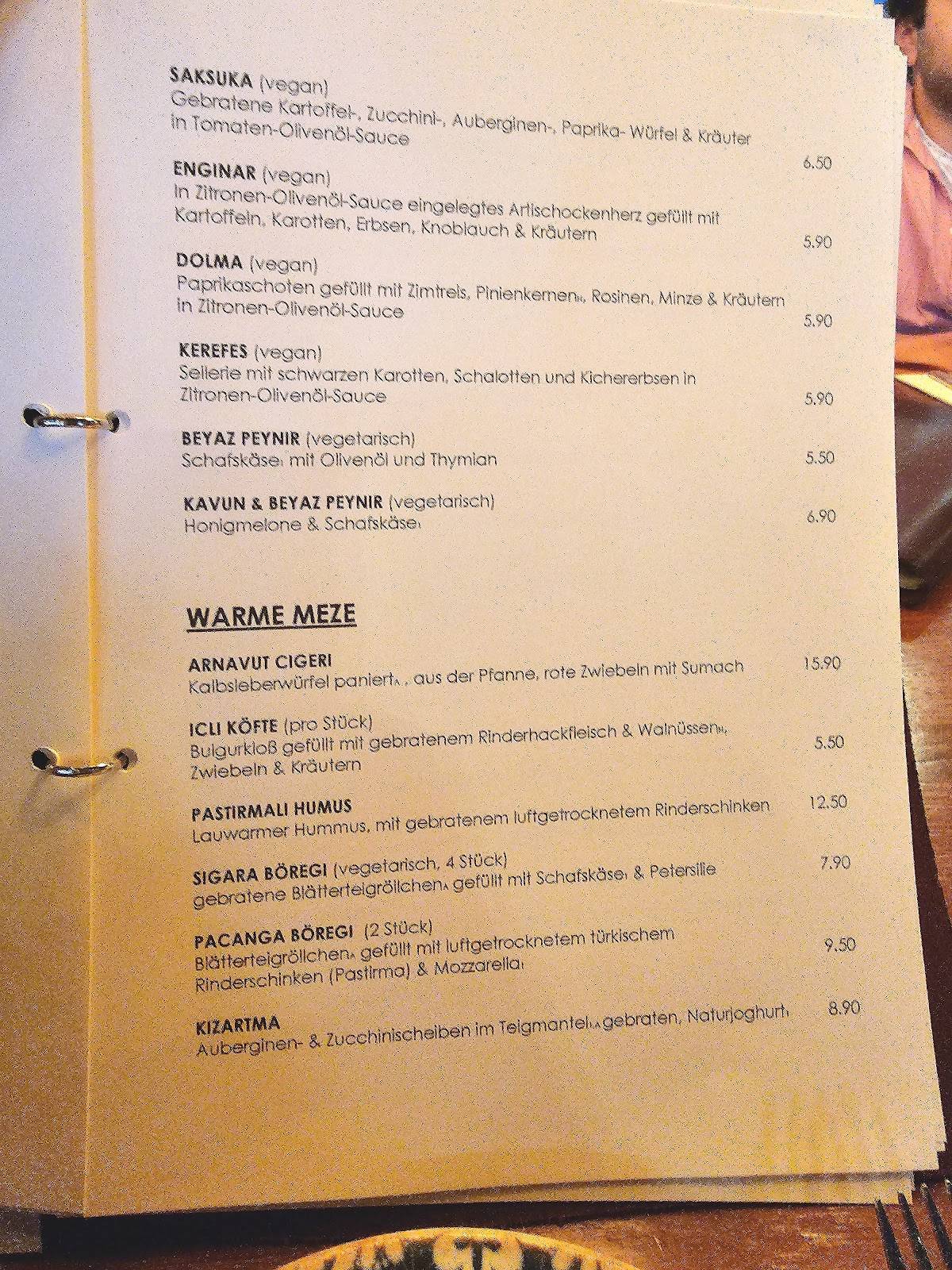 Menu at Rumeli Restaurant * Meze & Grill, Munich