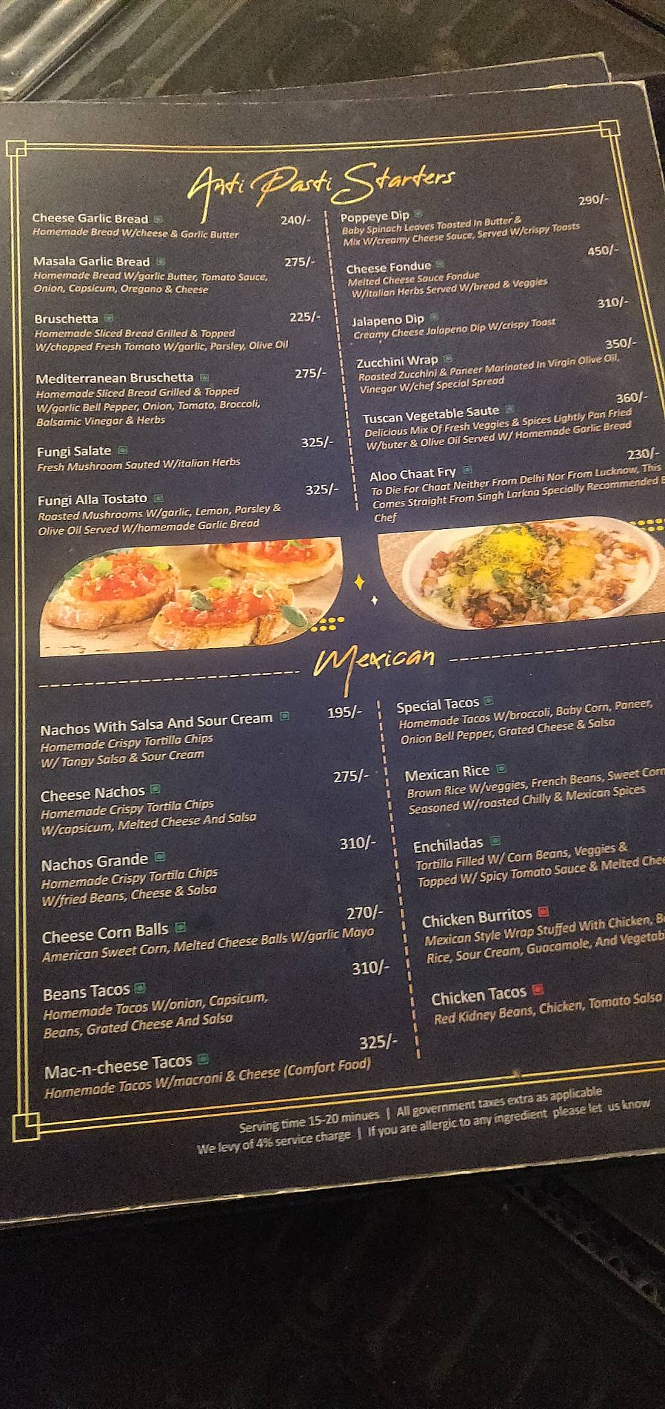 Menu at SKYZA Rooftop Lounge, Jaipur