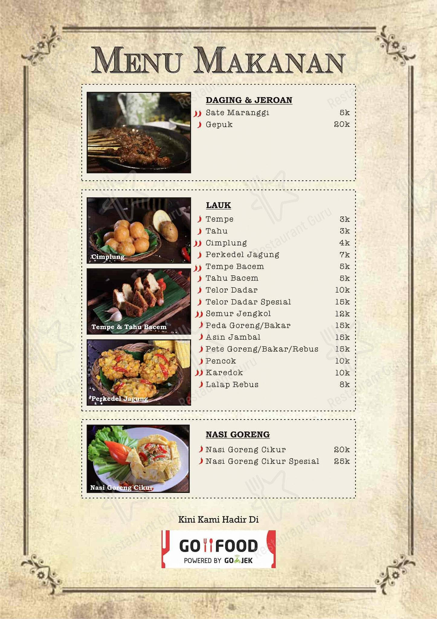 Carta del restaurante SHSD Sambel Hejo Sambel Dadak Grand Wisata ...