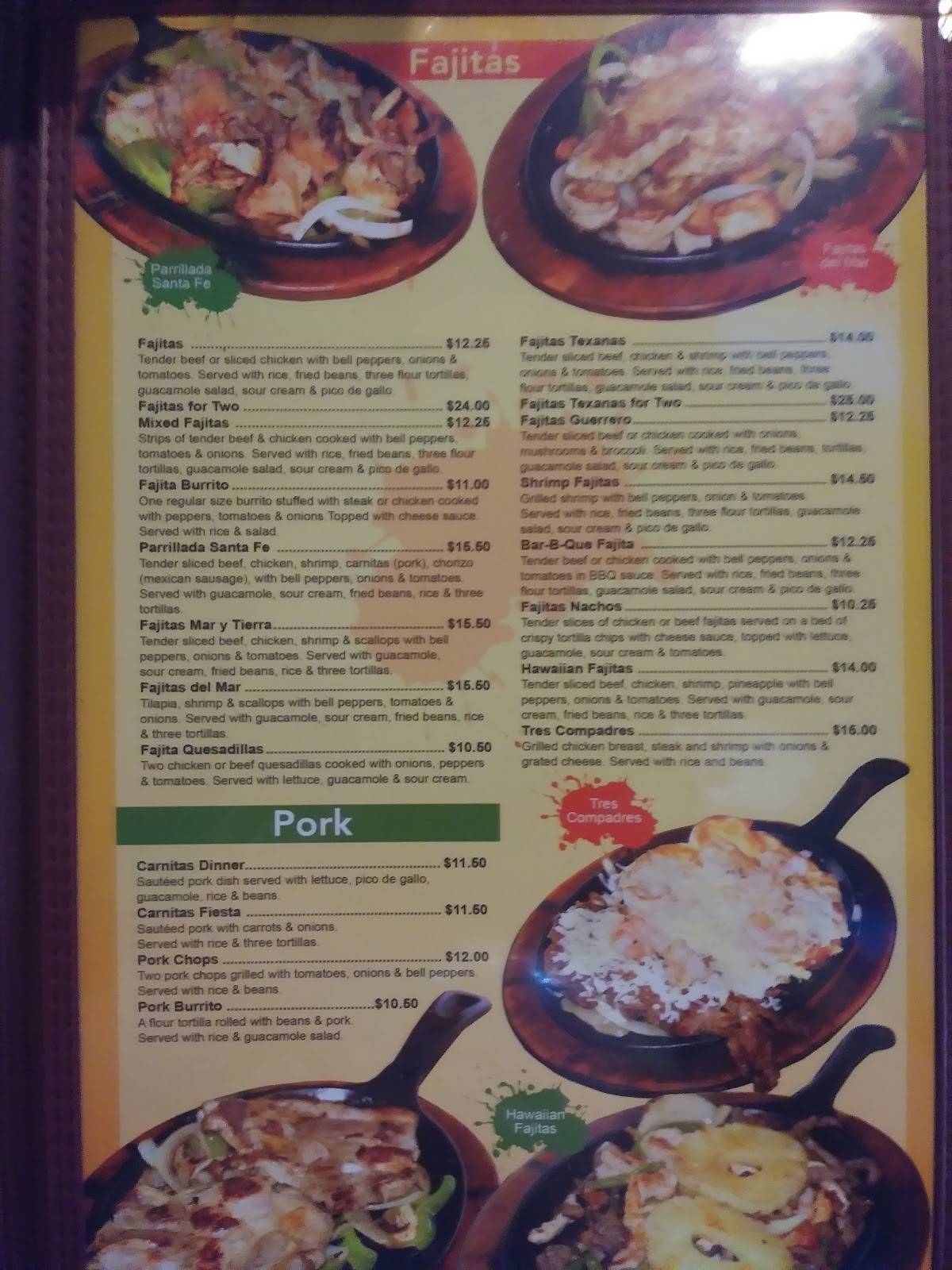 Menu at Santa Fé Mexican Grill restaurant, Largo, 800 Clearwater Largo Rd