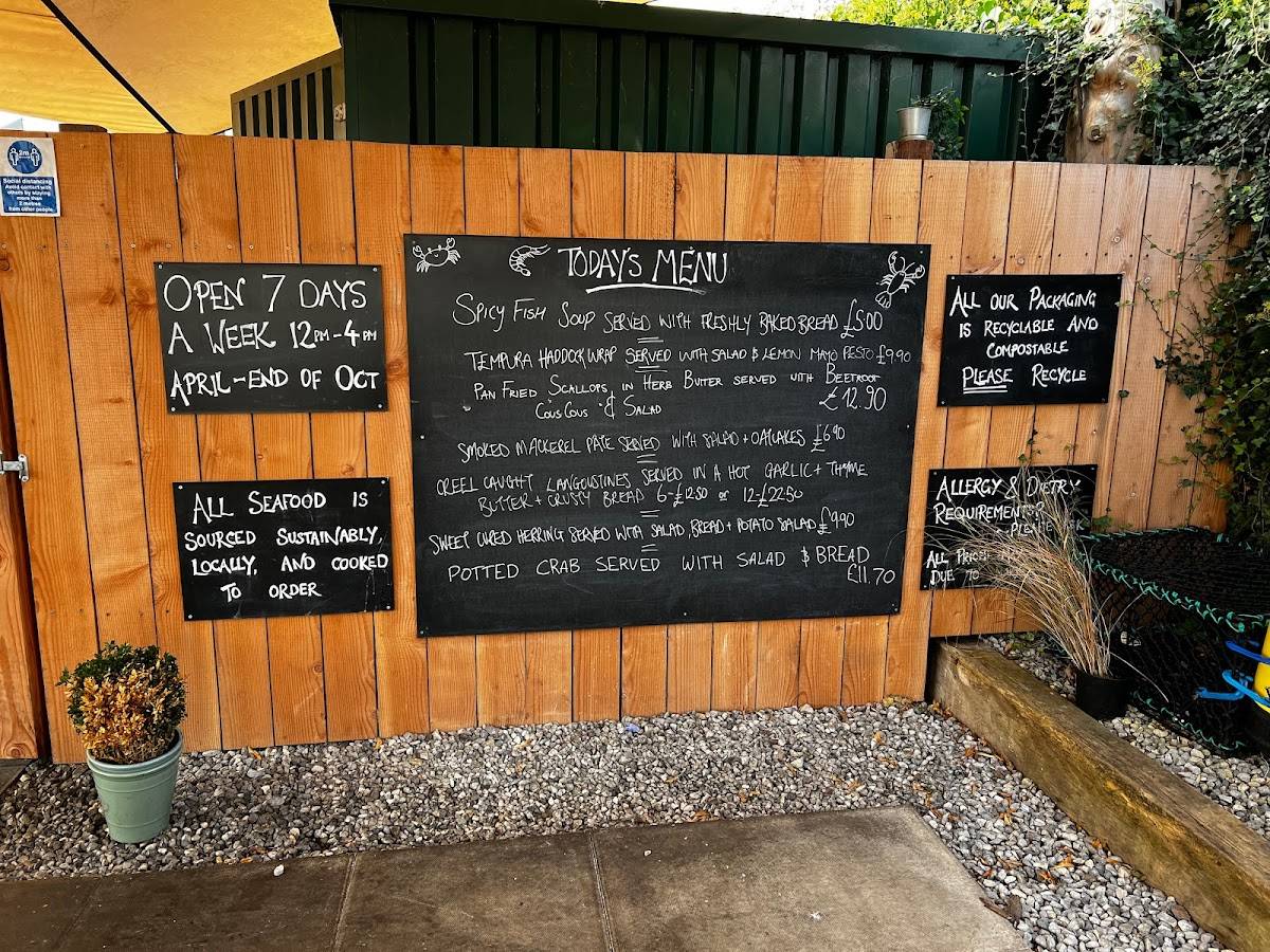 Menu at Seafood Shack restaurant, Ullapool