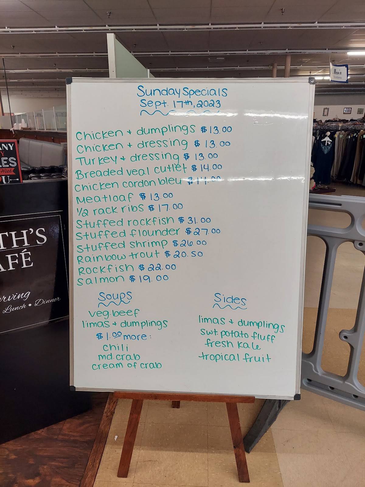 Menu at Smith's Cafe, Seaford