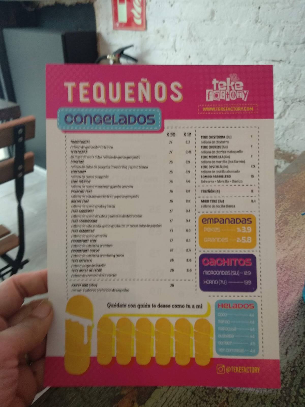 Carta del restaurante TEQUEÑERÍA TEKE FACTORY (tequeños), Barcelona