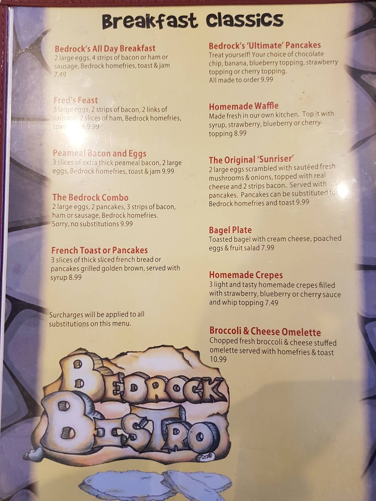 Menu at The Bedrock Bistro Inc restaurant, Hamilton