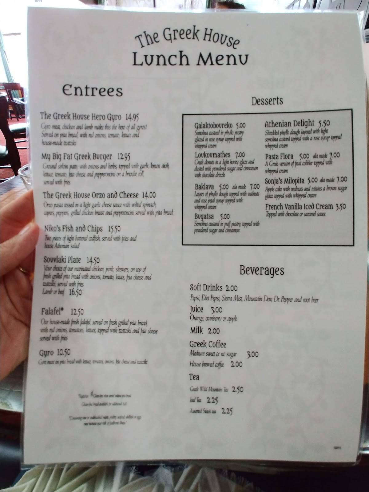 Menu at The Greek House restaurant, Burien