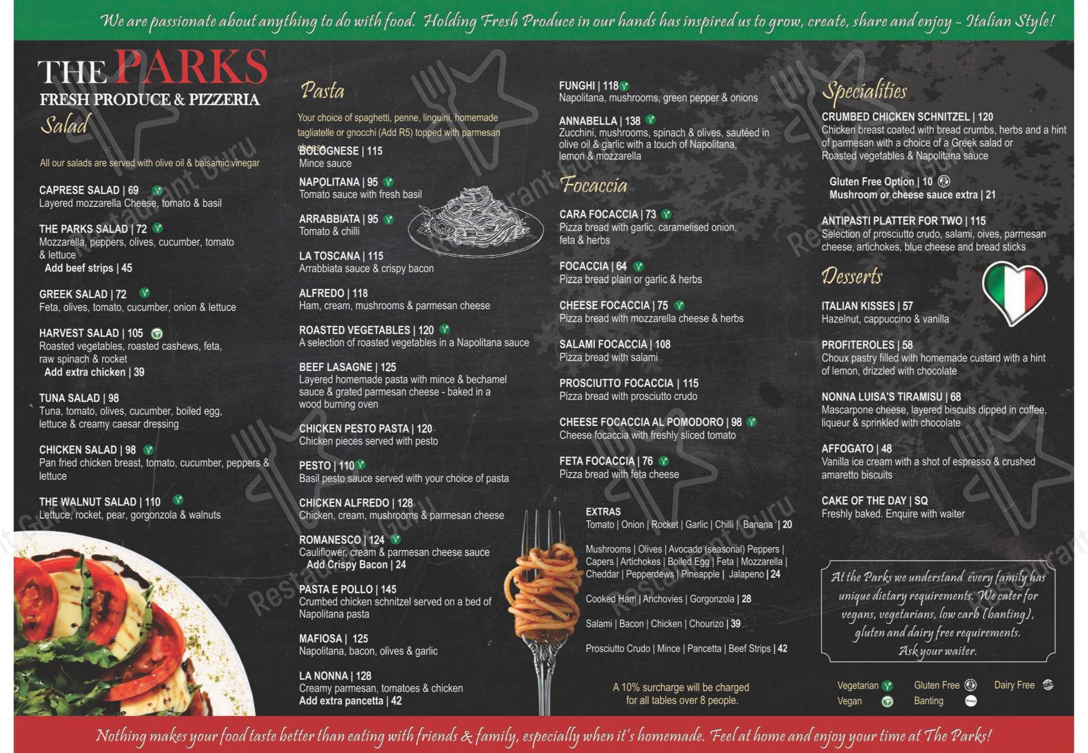 Menu at The Parks Fresh Produce & Pizzeria, Benoni