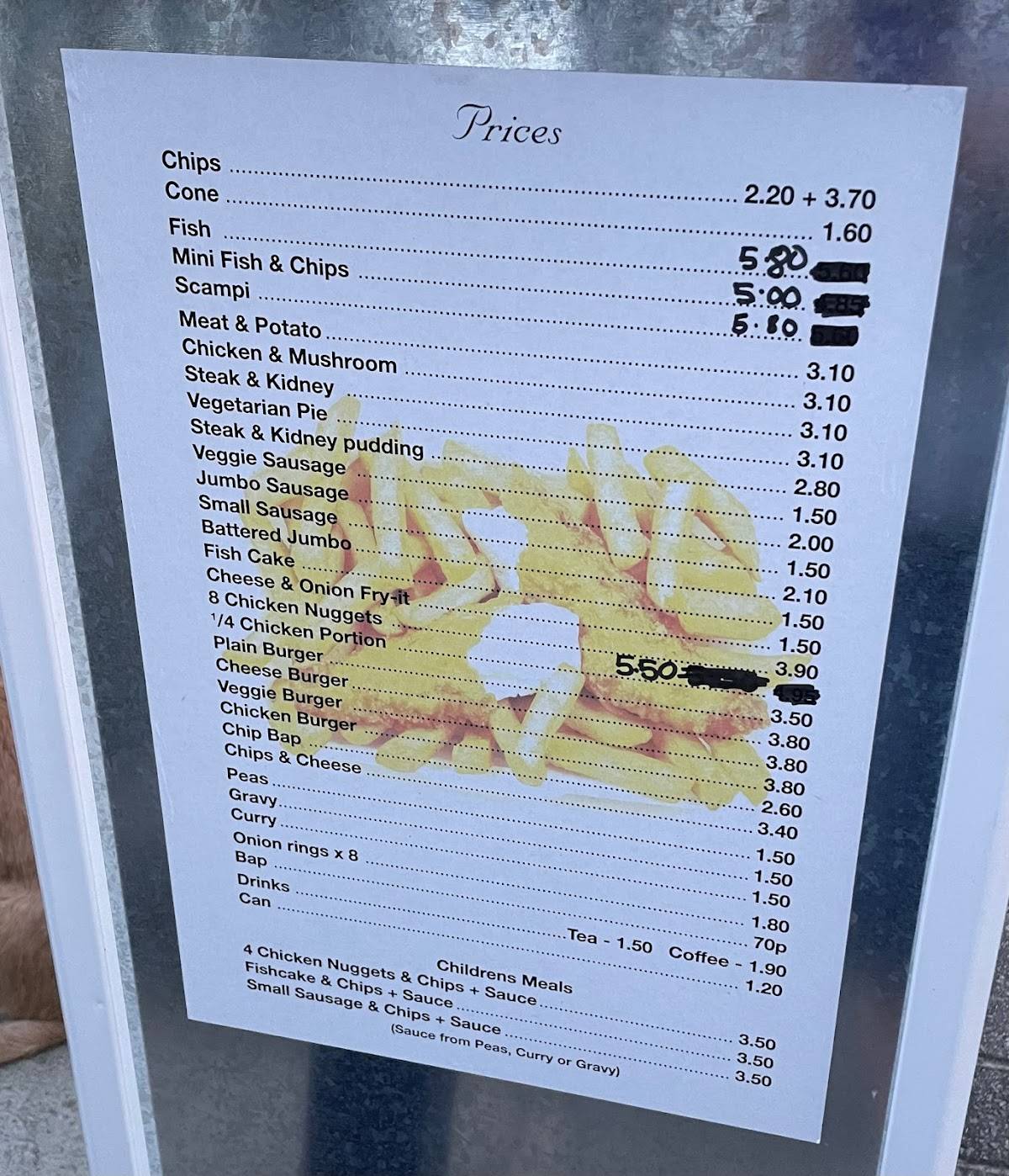 Menu at The Schooner restaurant, Morfa Bychan