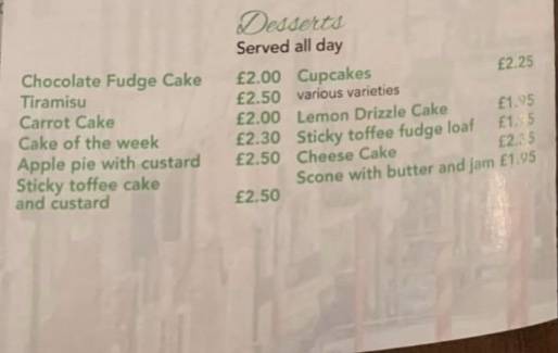 Menu at The Village Bistro Greenmount restaurant, Bury