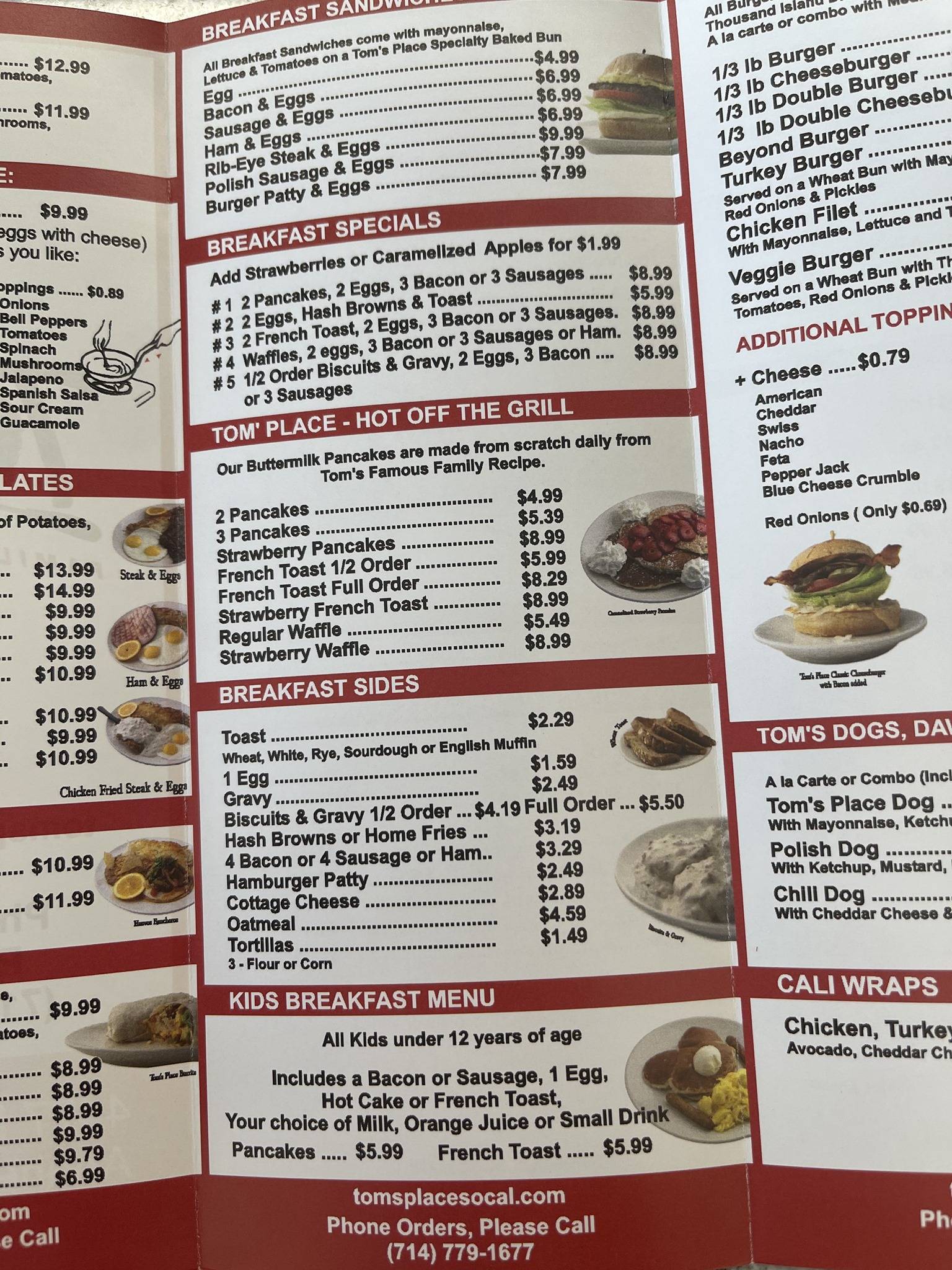 Menu at Perry's Place restaurant, Anaheim, E La Palma Ave