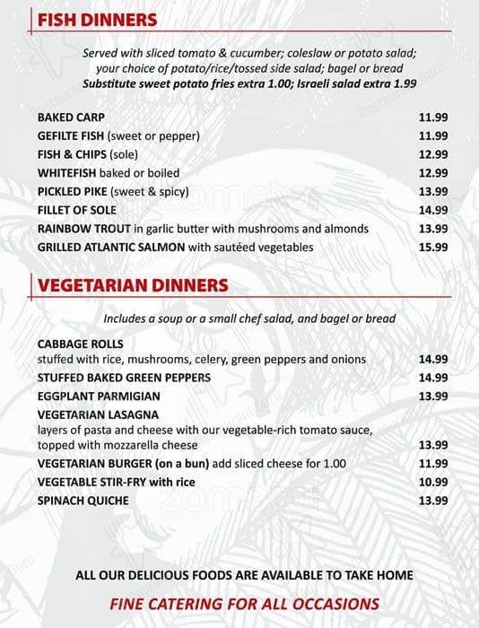 Menu at United Bakers Dairy Restaurant, Toronto