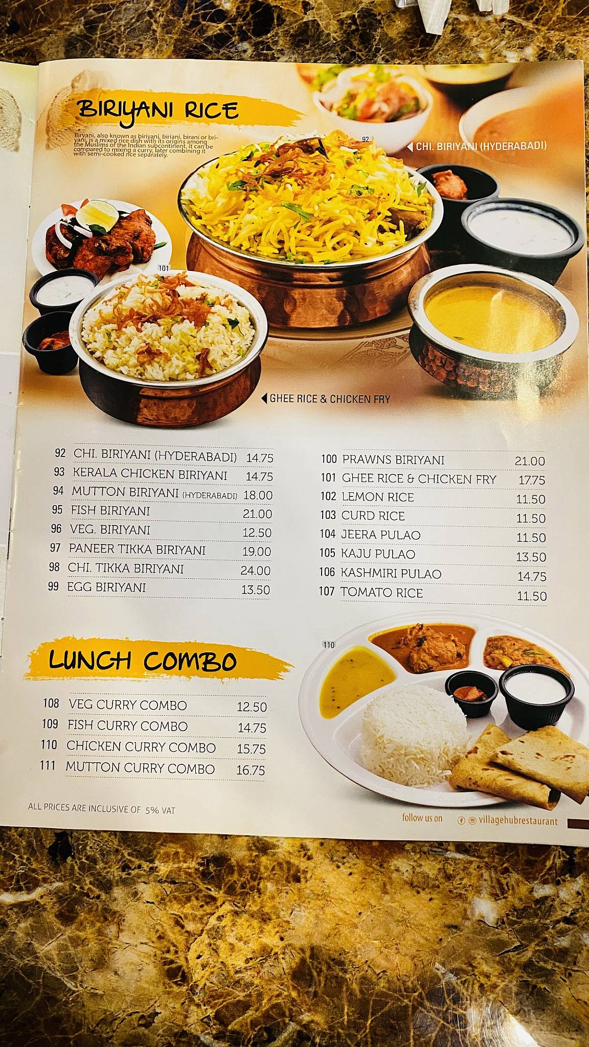 Menu at Village Hub Restaurant, Dubai