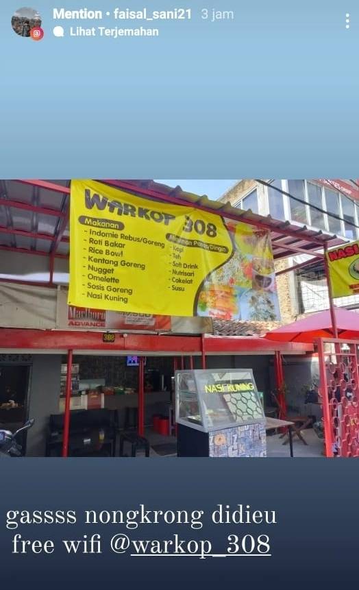 Menu at Warkop 308, Bandung