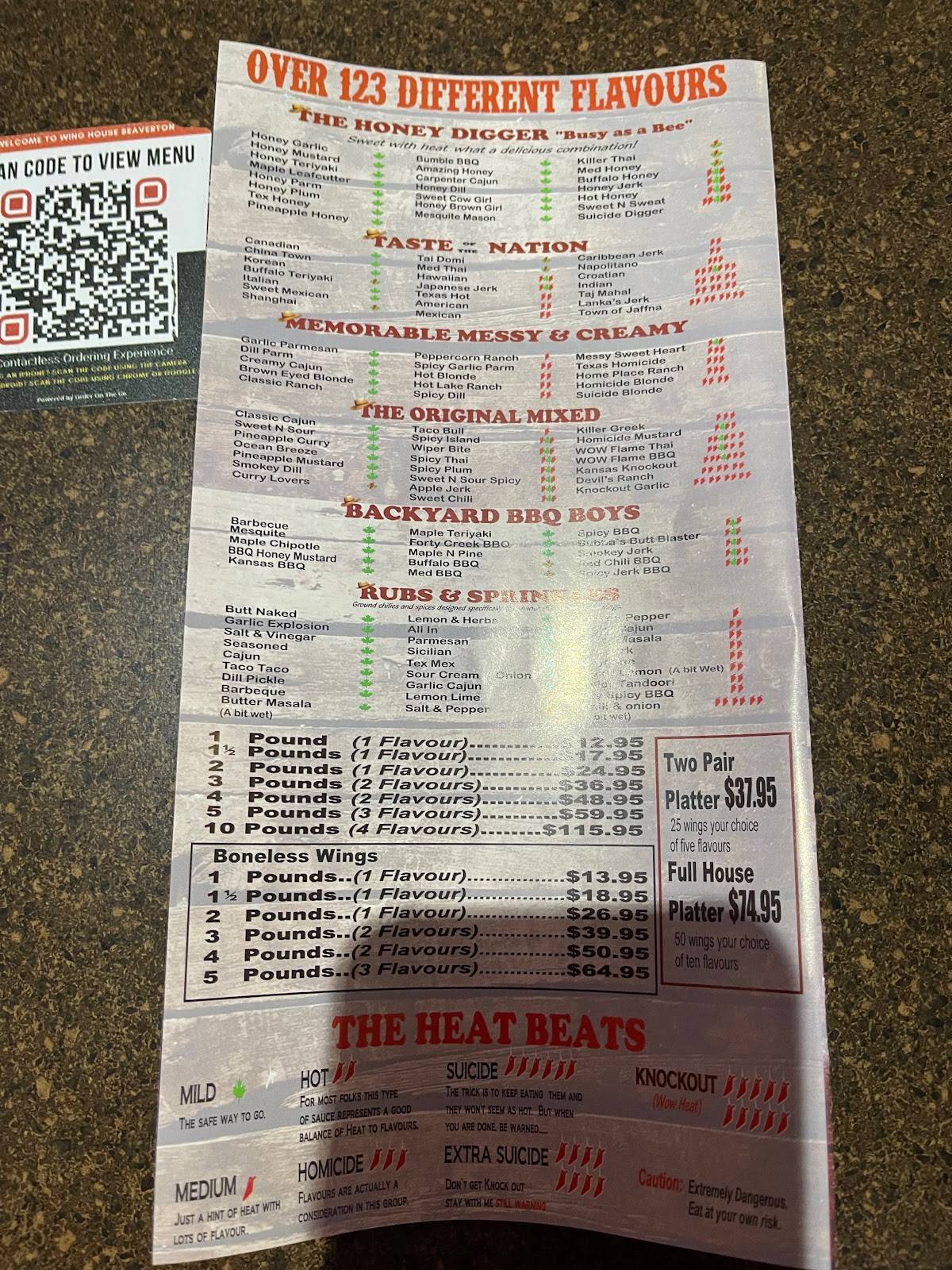 Menu at Wing House Beaverton restaurant, Beaverton
