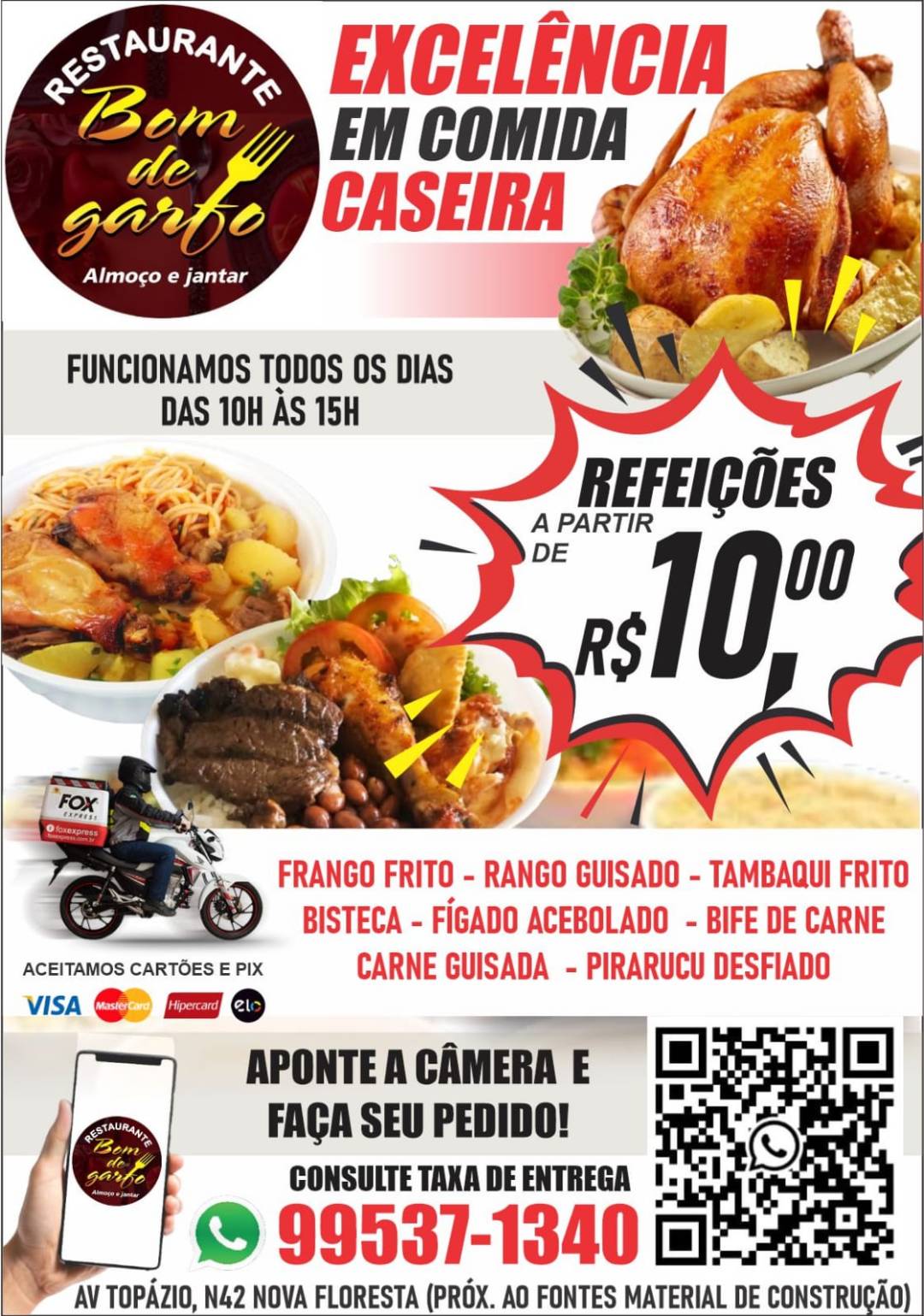 Menu em Restaurante Bom de Garfo, Manaus