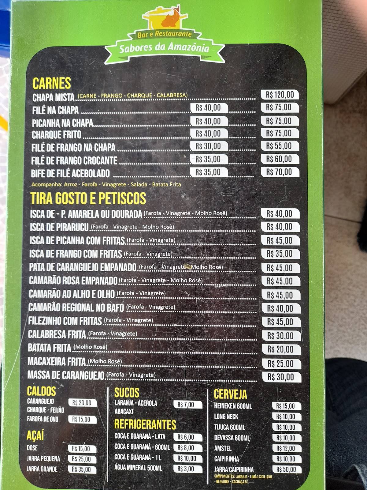 Carta de Restaurante Sabor Da Amazonia, Belen