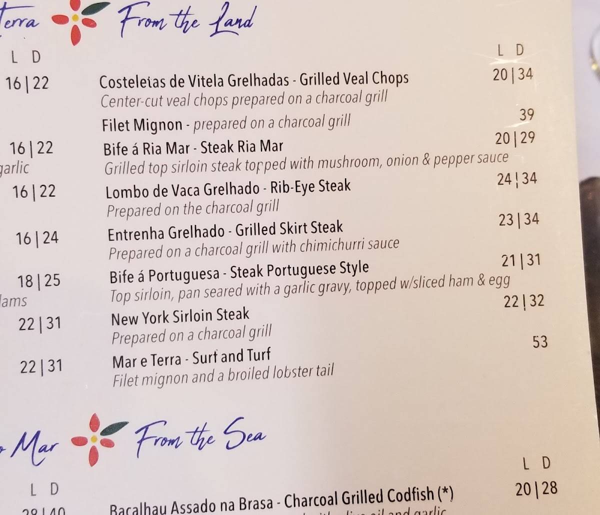 Menu at Ria Mar Restaurant & Bar, South River