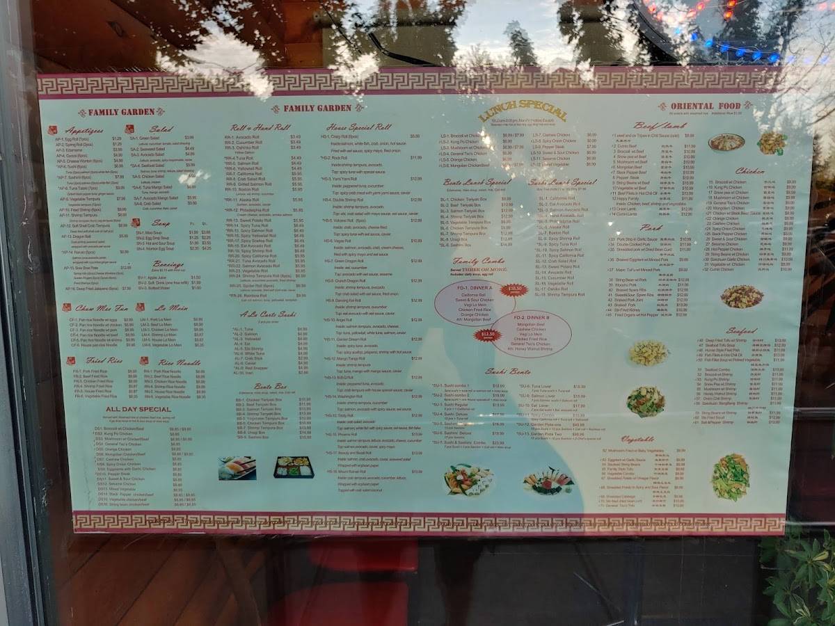 Menu at Family Garden restaurant, Richland