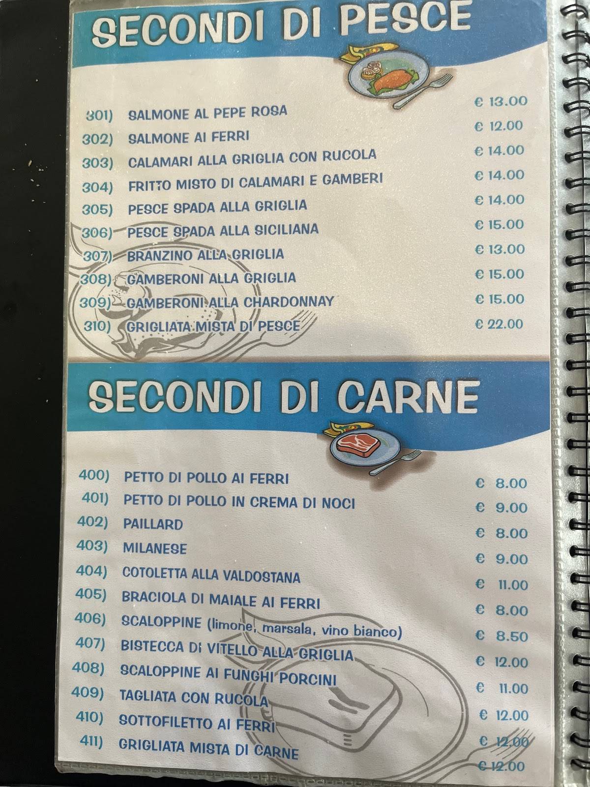 Menu da La Volpe ristorante, Torino, Via Lanzo