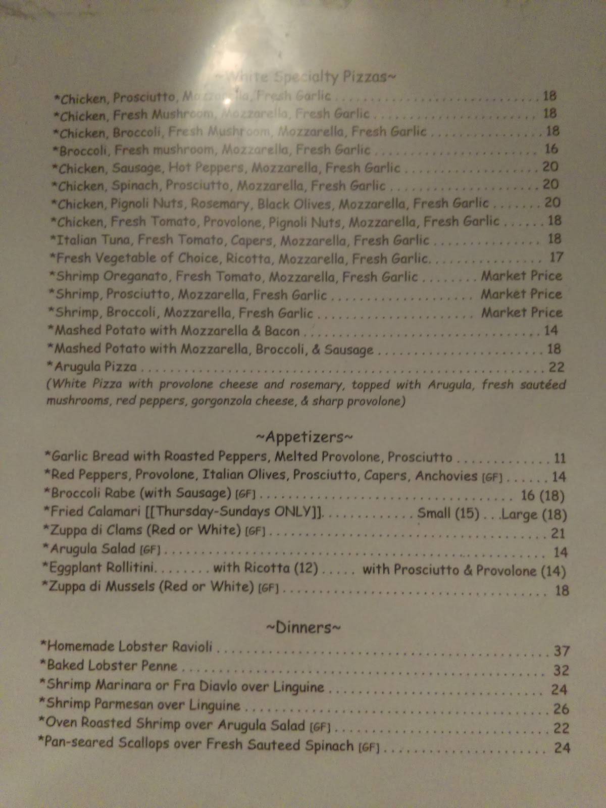 Menu at Roseland Apizza pizzeria, Derby