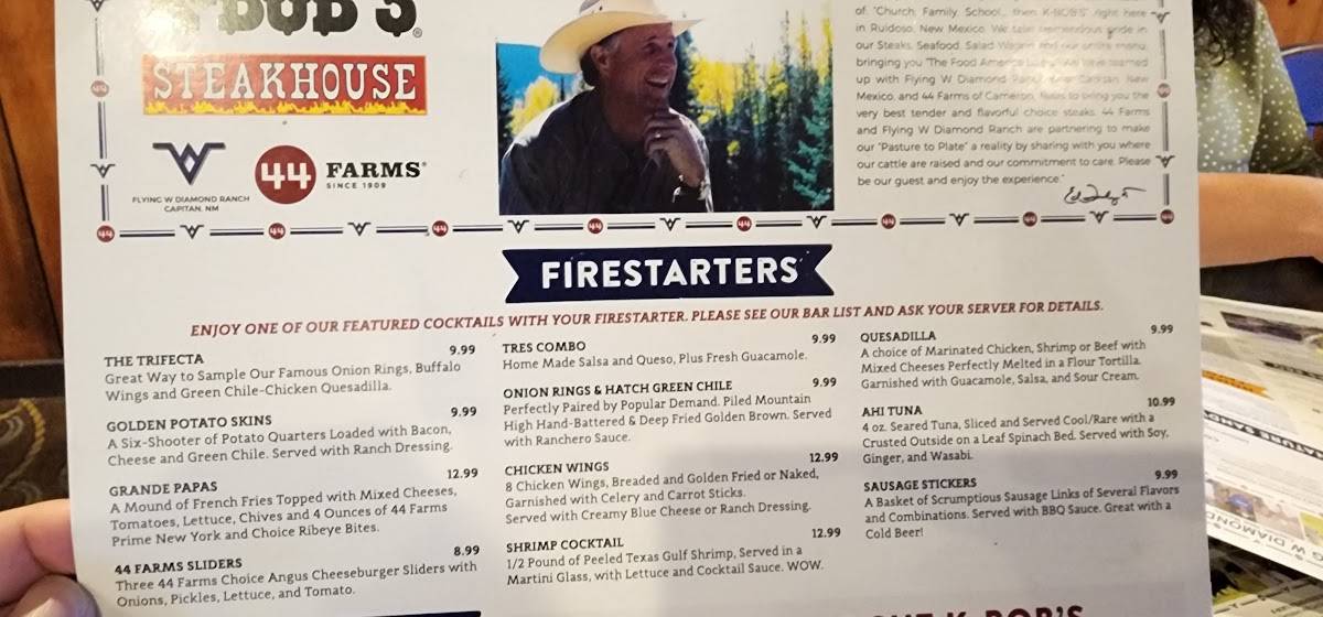 Menu at K-Bob's Steakhouse and Catering, Ruidoso