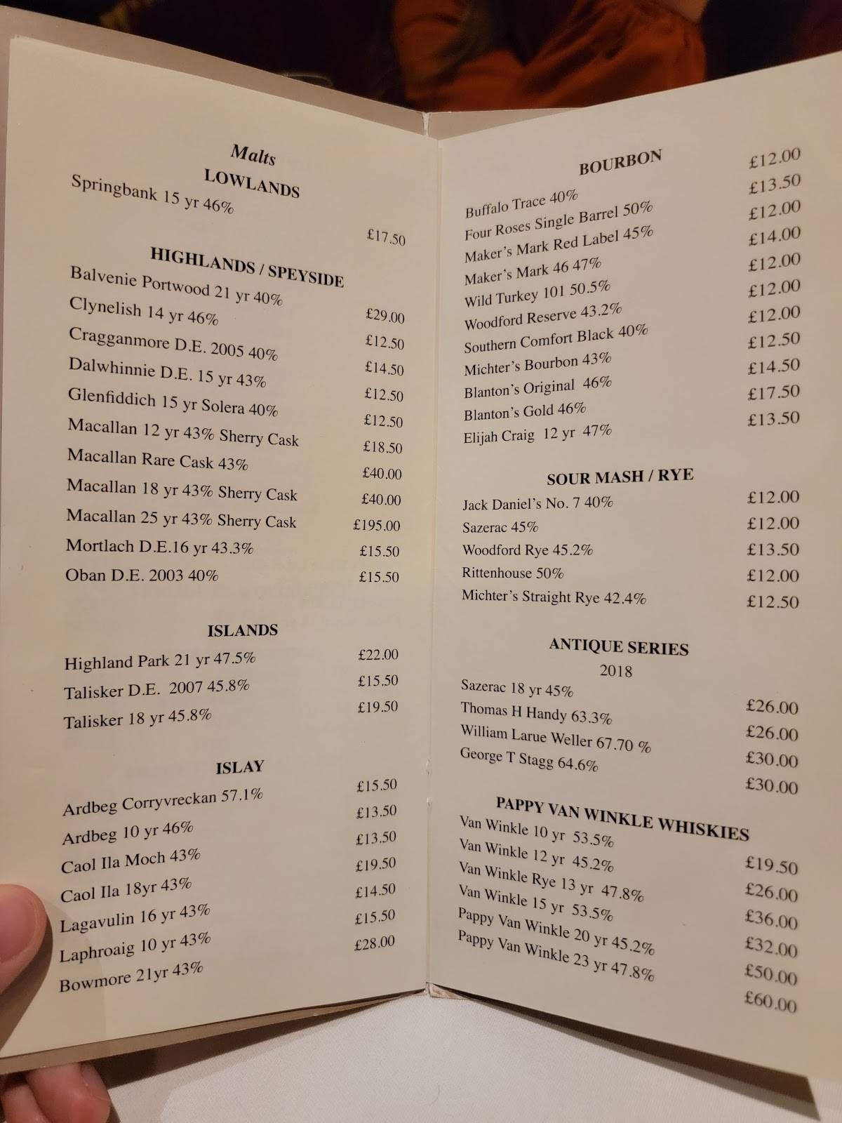 Menu at Rules pub & bar, London