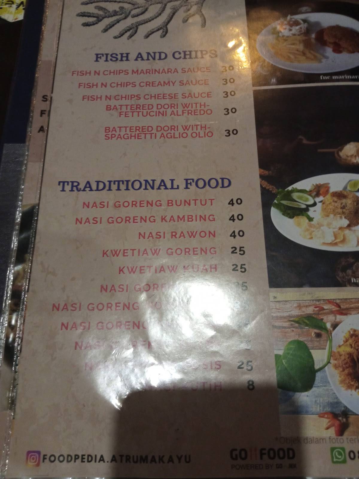 Menu at Rumah Kayu restaurant, Cilegon