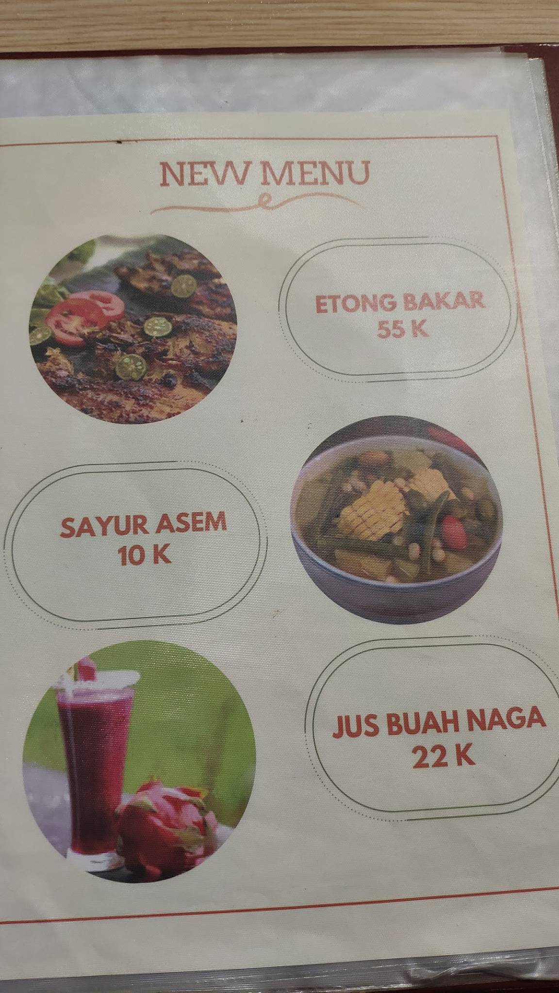 Menu at Rumah makan Saung Sarasa restaurant, Subang