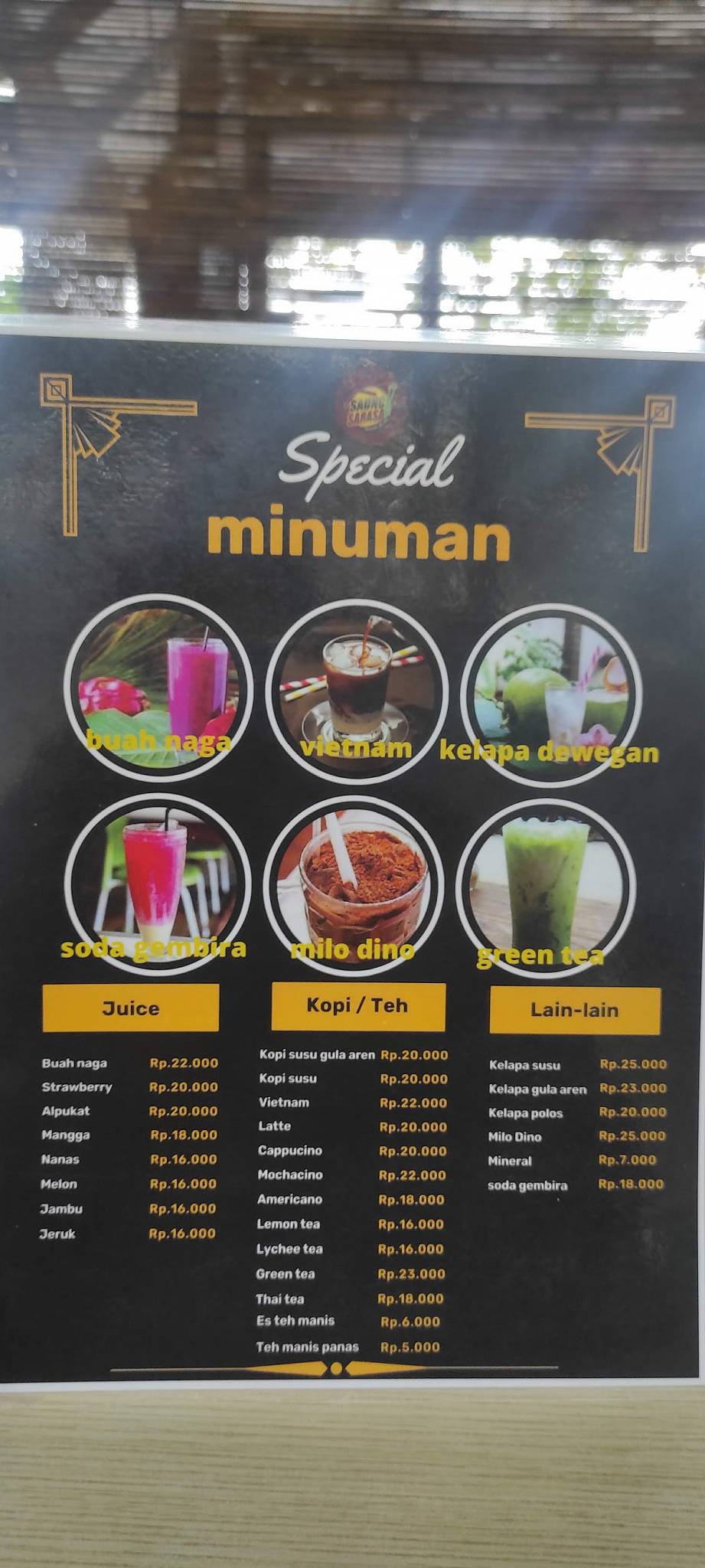 Menu at Rumah makan Saung Sarasa restaurant, Subang