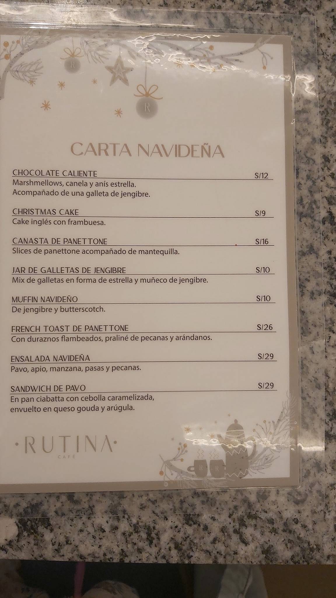 Carta de Rutina Café - San Isidro, San Isidro