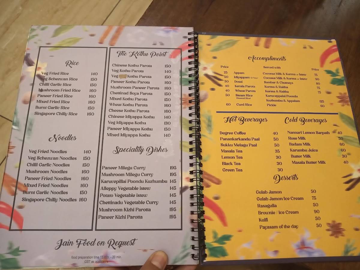 Menu at SANMITH PURE VEG RESTAURANT, Chennai