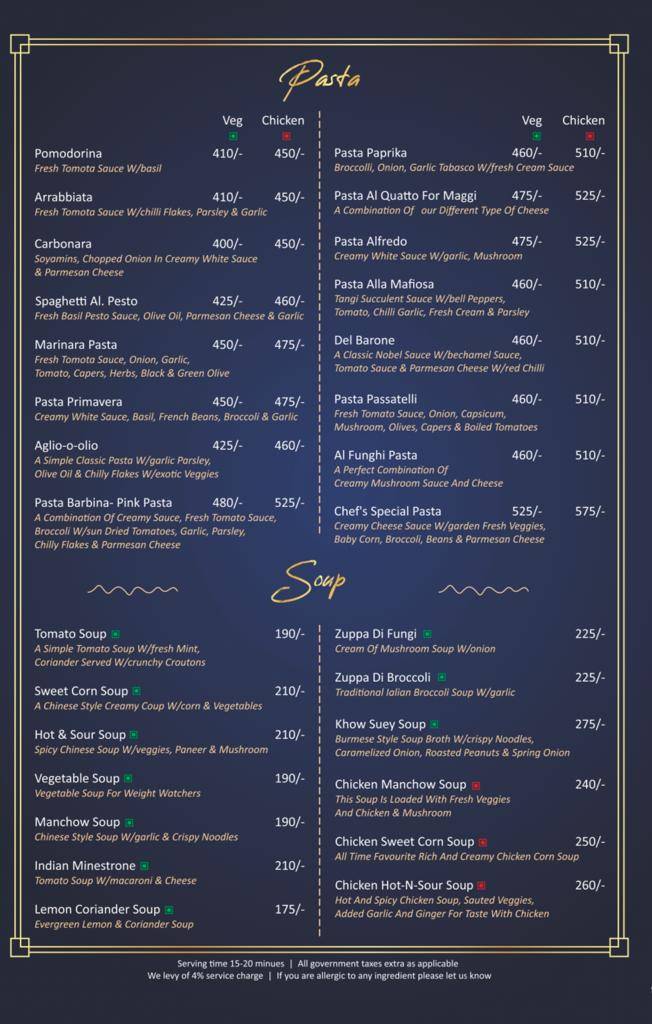 Menu at SKYZA Rooftop Lounge, Jaipur
