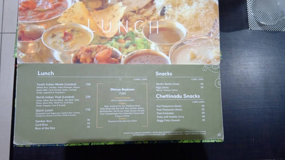 Menu at SREE AKSHAYAM, Chennai, AJ
