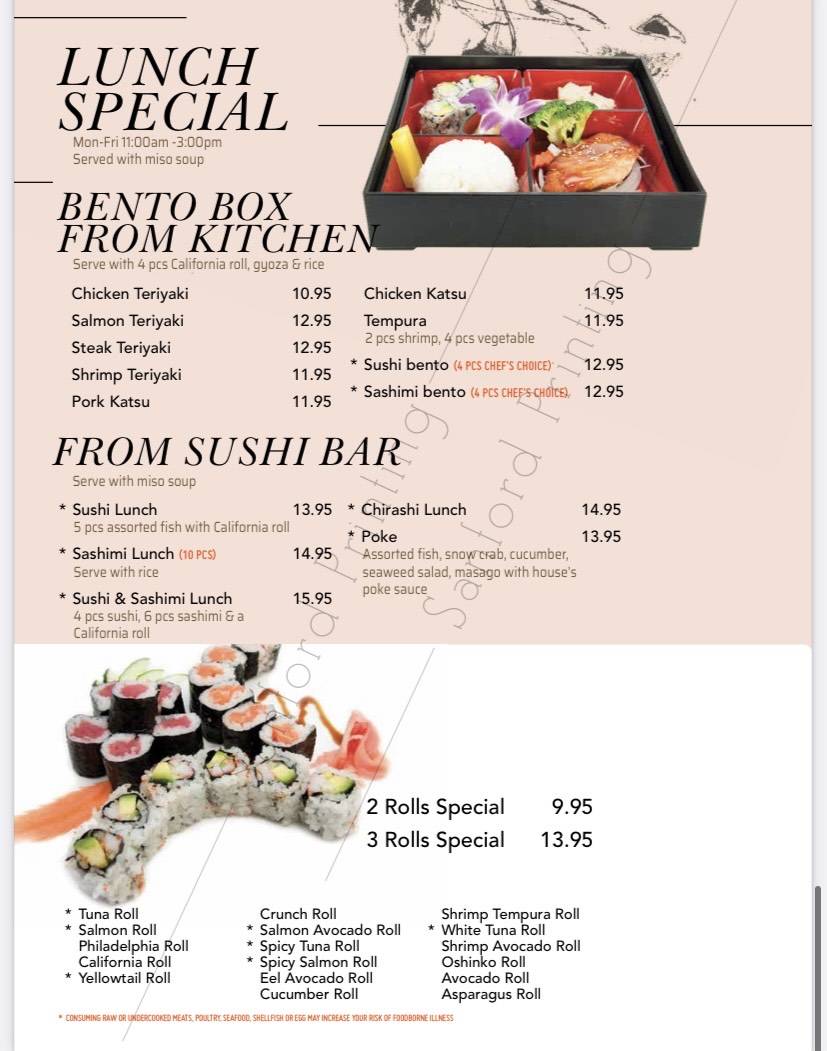 Menu at Big Fish Sushi restaurant, Sammamish
