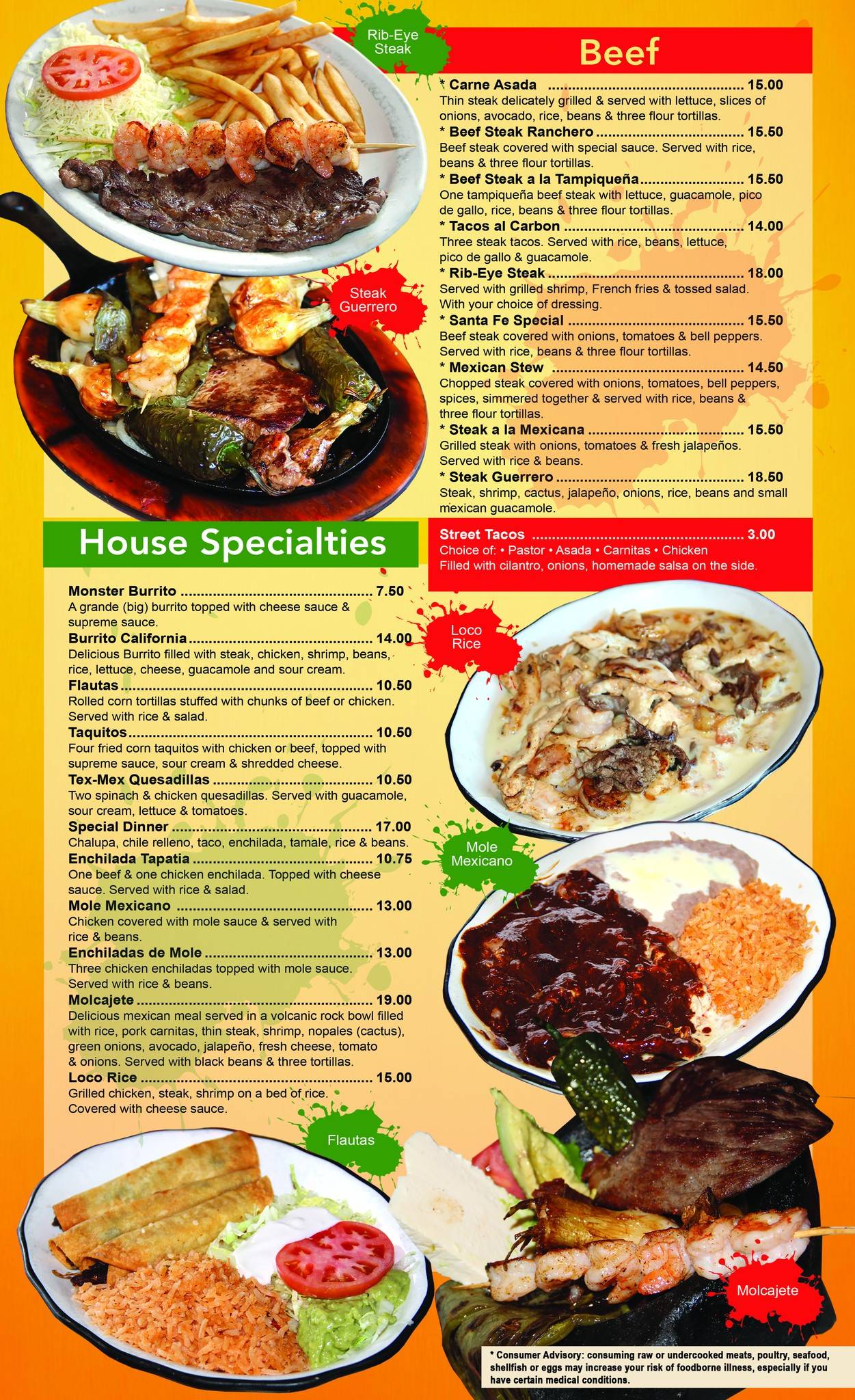 Menu at Santa Fé Mexican Grill restaurant, Largo, 800 Clearwater Largo Rd