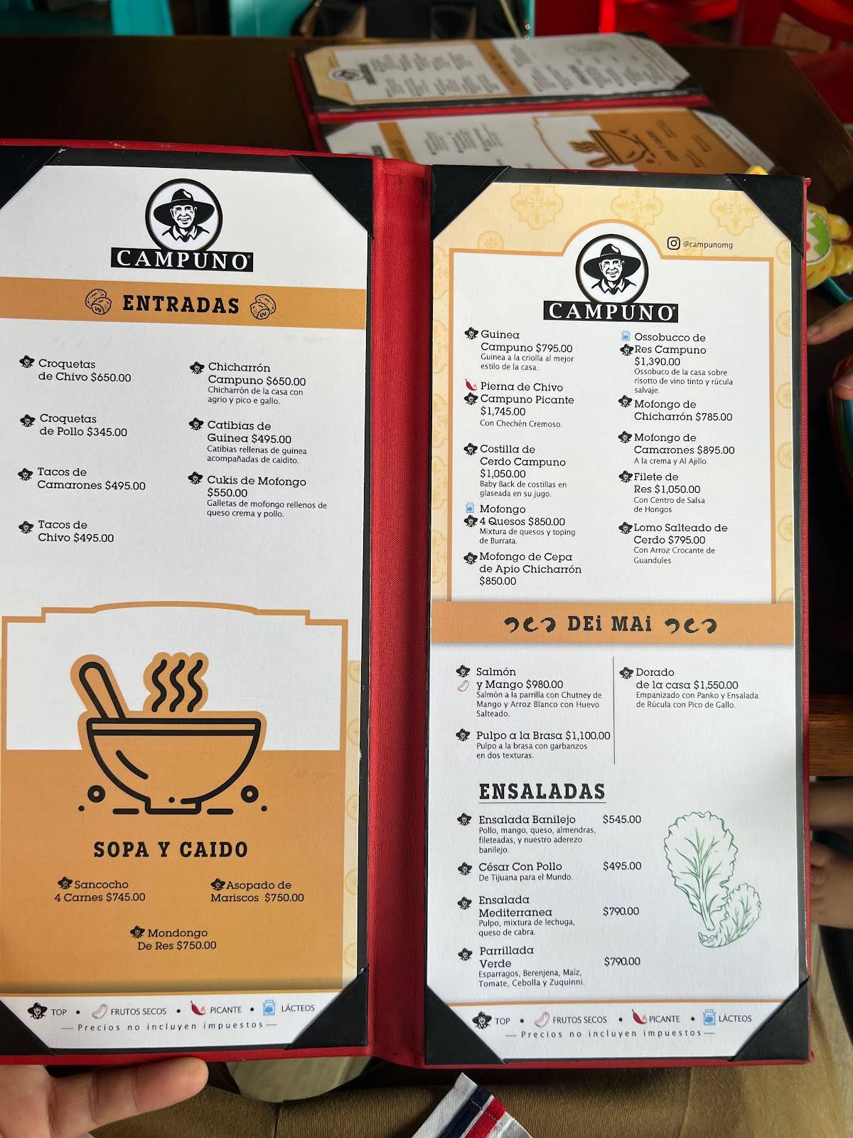 Carta del restaurante CAMPUNO VILLA OLGA, Santiago De Los Caballeros