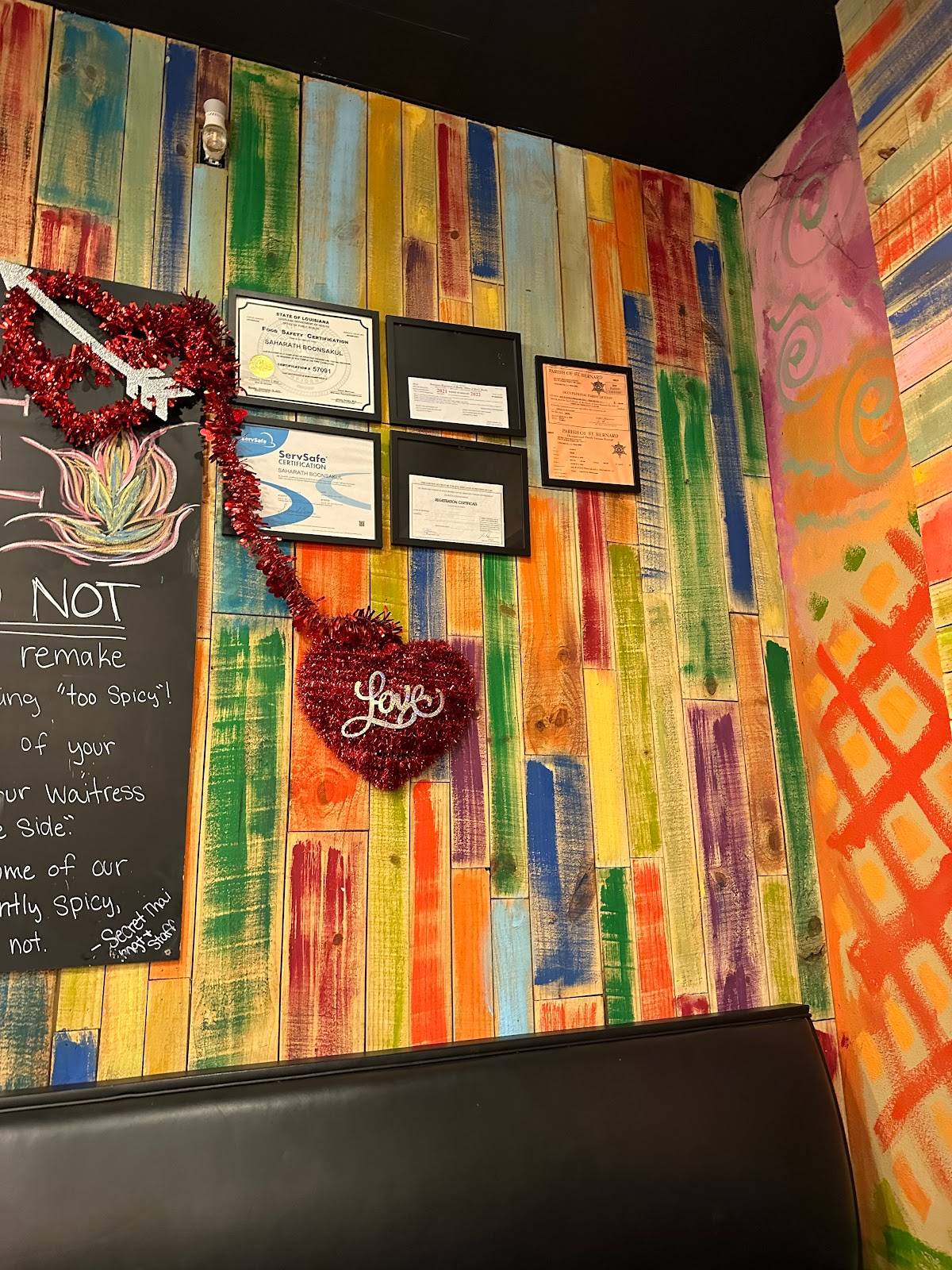 Menu at Secret Thai Restaurant, Chalmette