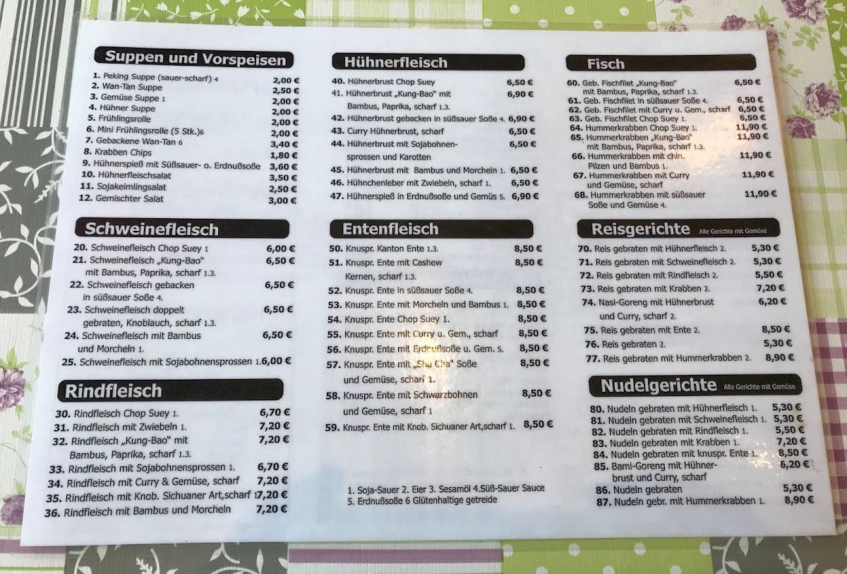 Speisekarte von Shanghai Wok restaurant, Karlsruhe