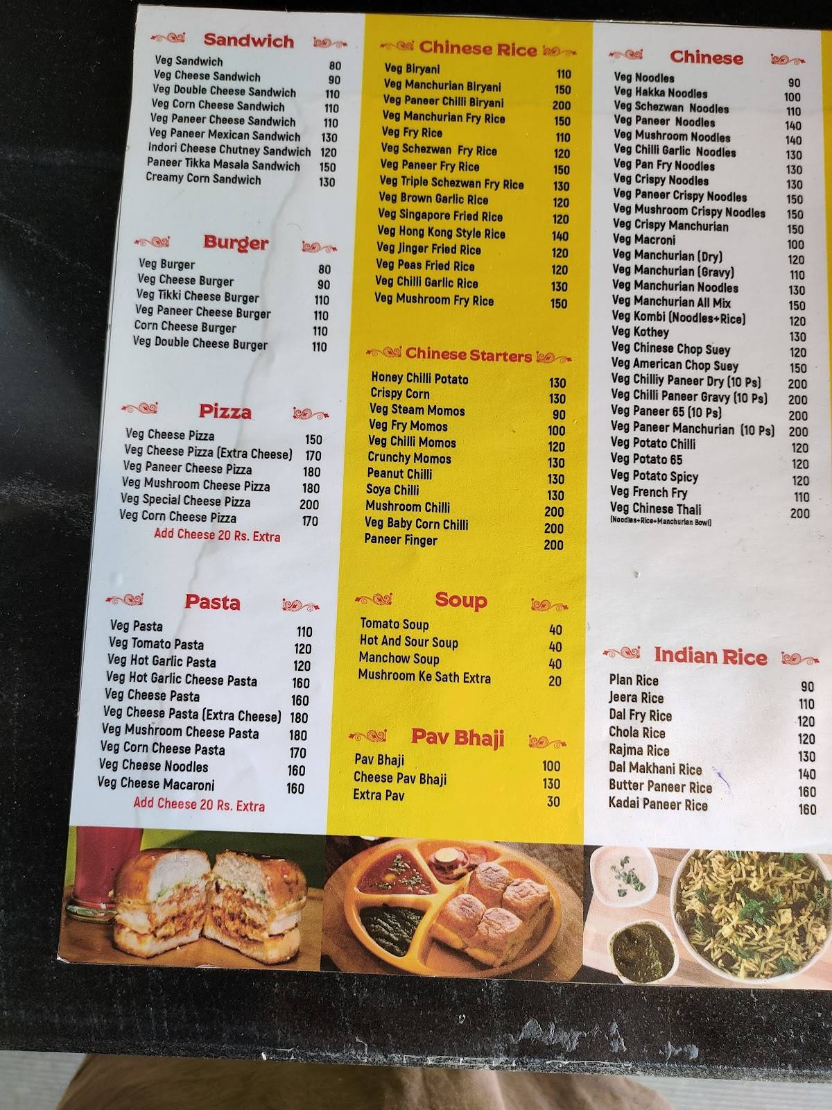 Menu at Sharma & Vishnu Fast Food Center, Bhopal
