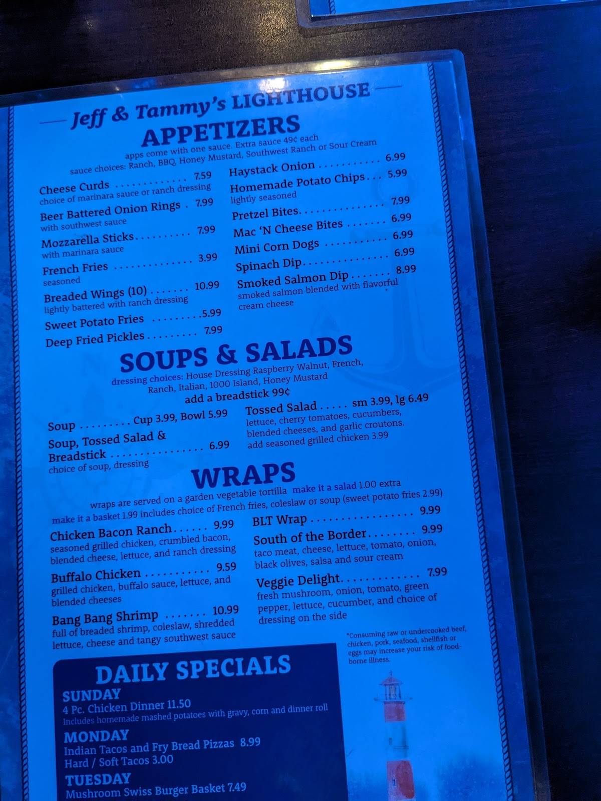 Menu at The Lighthouse Bar and Grill, Shawano