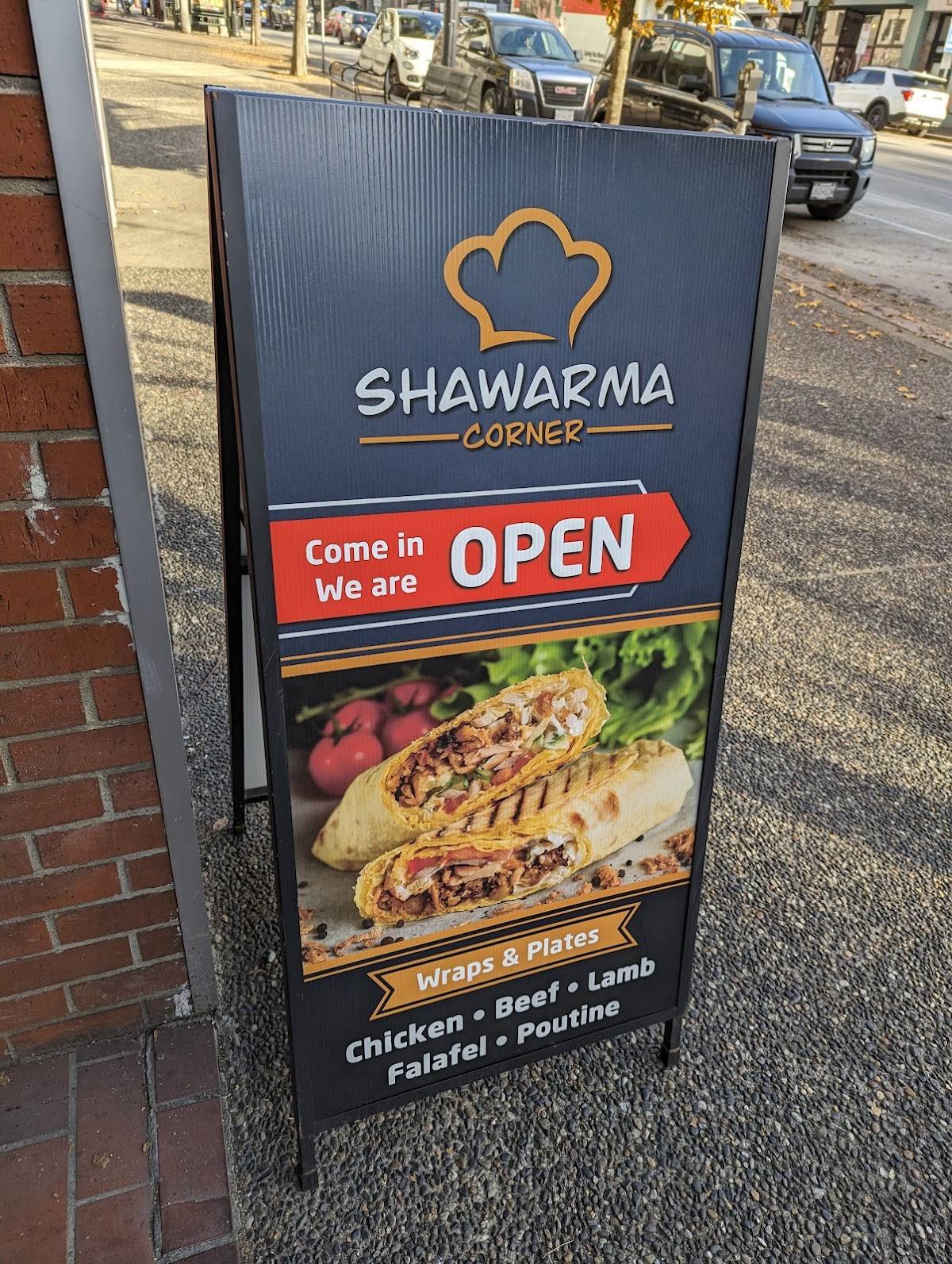 Menu at Shawarma Corner restaurant, New Westminster