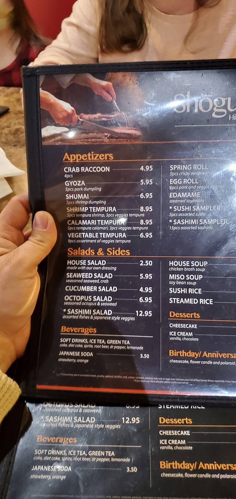 Menu at Shogun Japanese Steak And Sushi restaurant, Branson