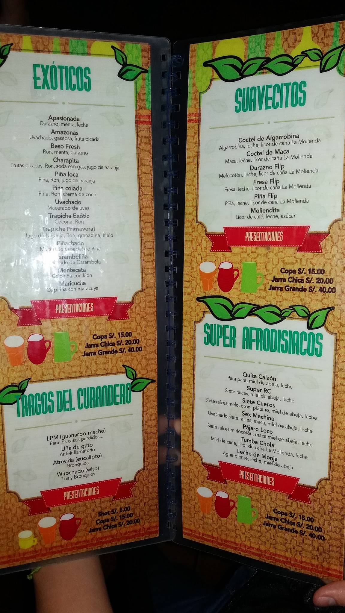 Carta de Shushupe Bar Barranco, Barranco