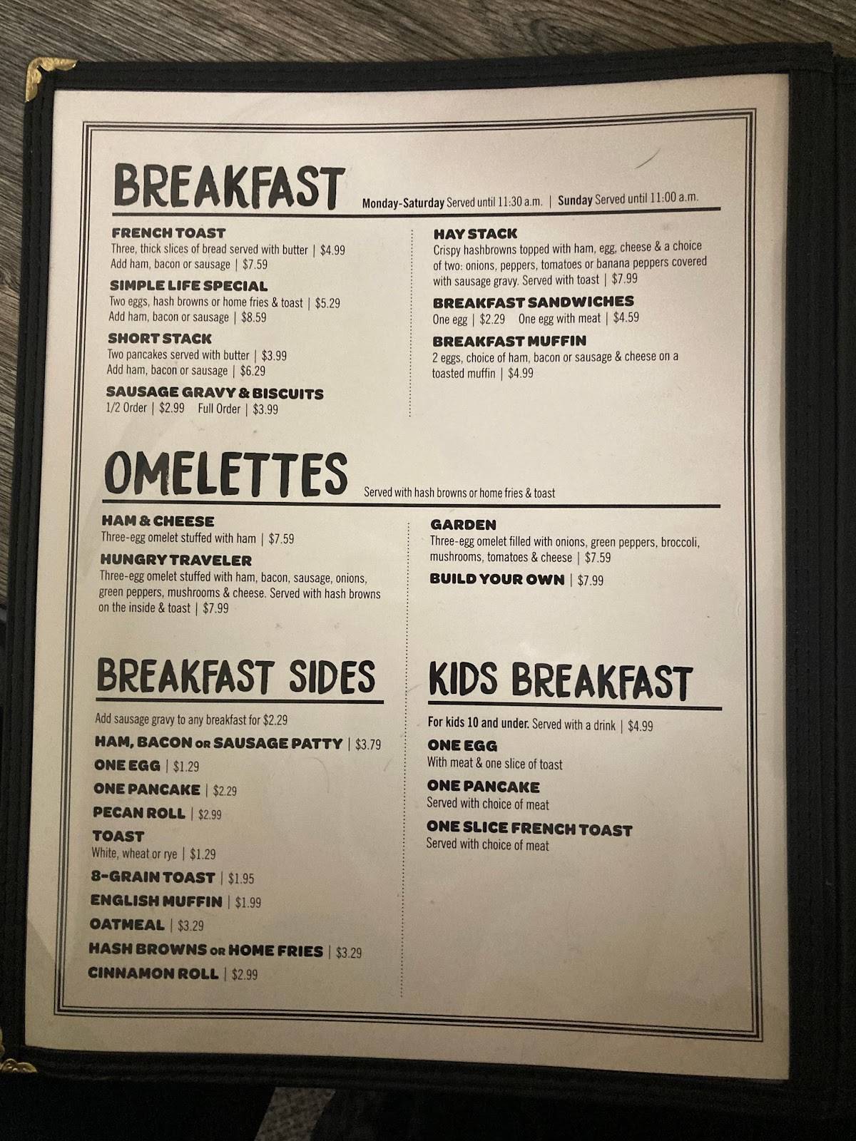 Menu at Simple Life Diner restaurant, Attica