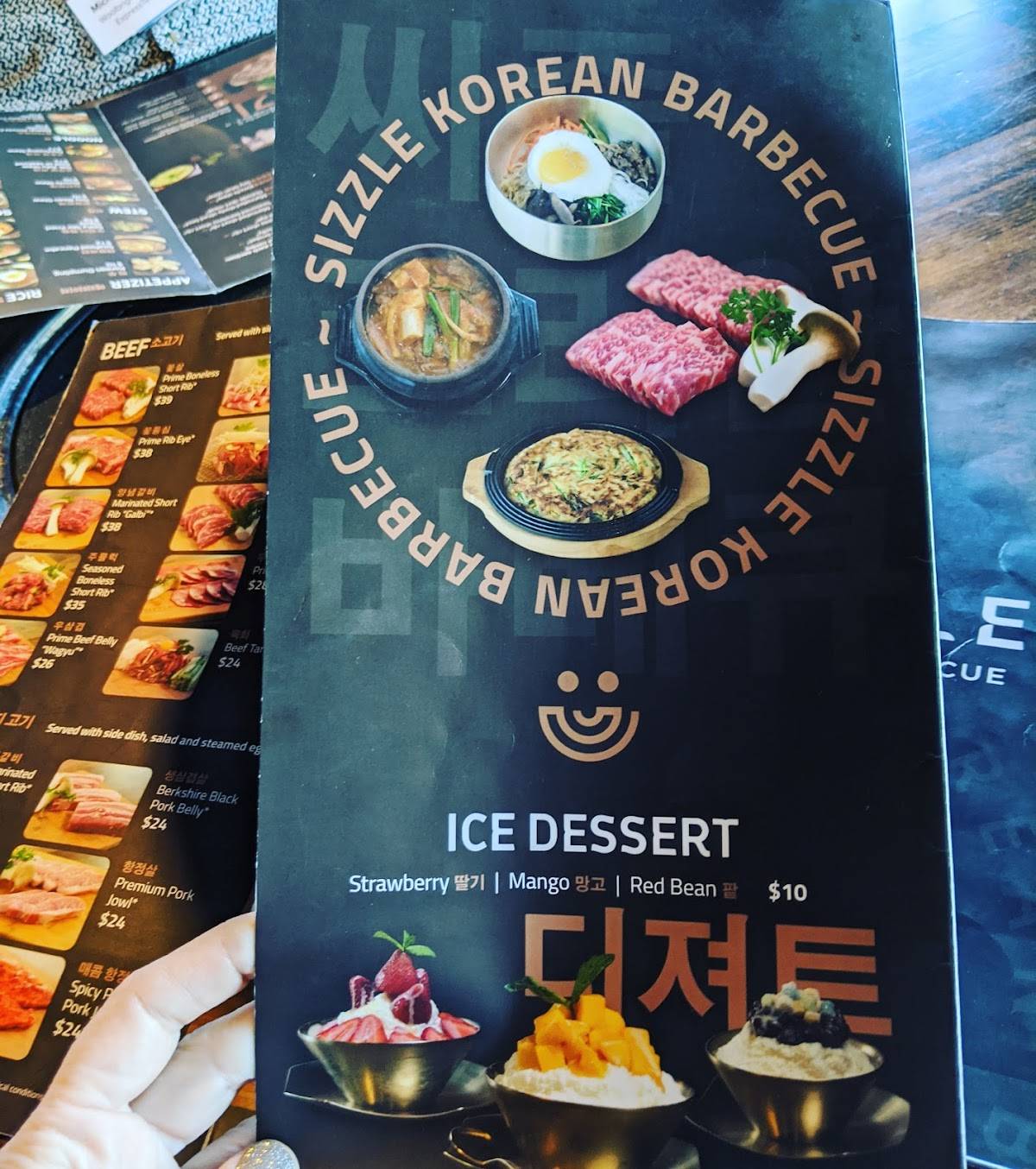 Menu at Sizzle Korean Barbecue, Scottsdale